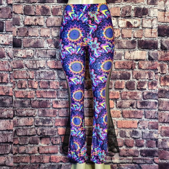 iHeartRaves | Pants & Jumpsuits | Vivid Vortex Uv Reactive Flare Pants | Poshmark